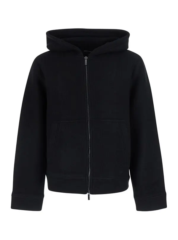 Emporio Armani S Wool Jacket With Fixed Hood And Front Zip