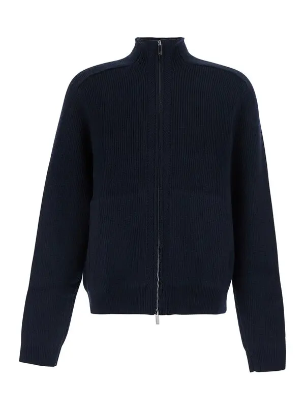 Emporio Armani Corn Point V-neck Tech Fabric Sweater For