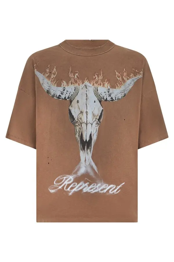 REPRESENT Oversized Cotton T-shirt With Back Skull Graphic