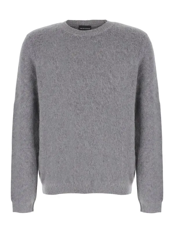 Emporio Armani S Gray Crew Neck Pullover Sweater In Tech Fabric - Grey