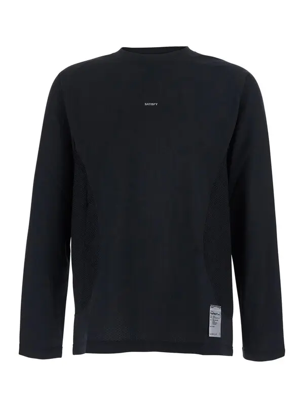 Satisfy Fuzzfleece Tech Jersey Long Sleeve Round Neck Tee For - Black