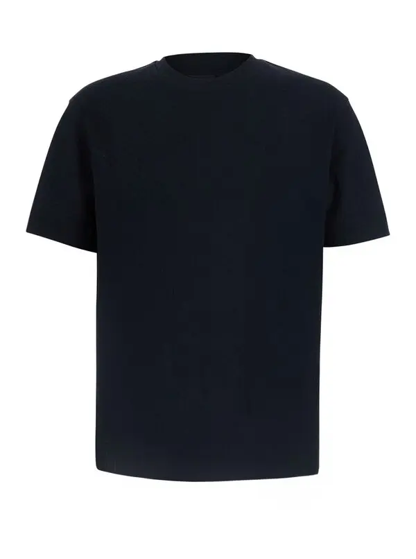 Emporio Armani Tone-on-tone Logo Embroidered Cotton Crew Neck T-shirt For - Blu