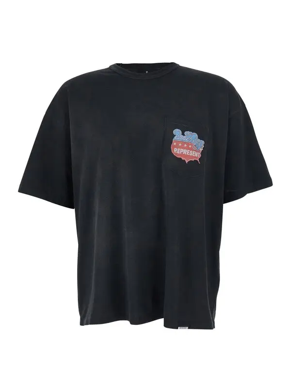 REPRESENT Logo Patch Pocket Crew Neck T-shirt With Maxi Back Print