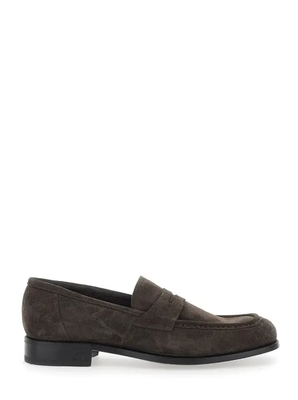 LIDFORT Almond Toe Suede Slip-on Loafers With Low Heel For