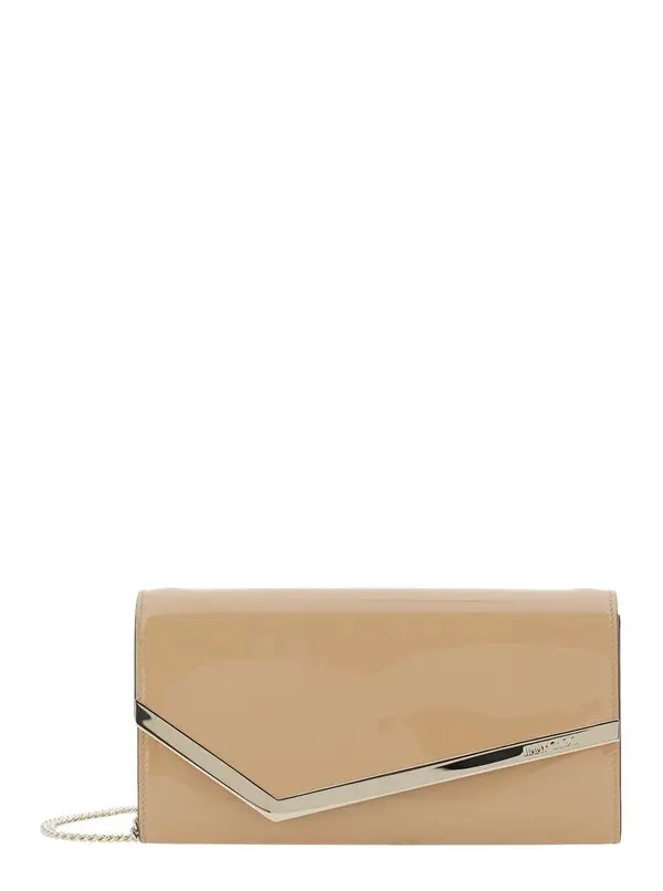 JIMMY CHOO Emmie Patch Mini Studded Leather-trim Clutch With Zip Closure