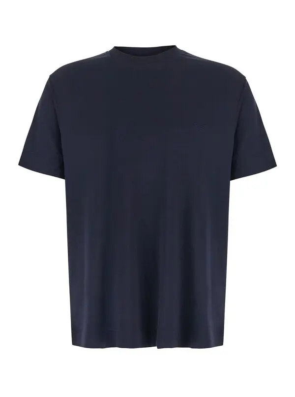 Emporio Armani S Modal T-shirt With Round Neck And Tone-on-tone Logo - Blu