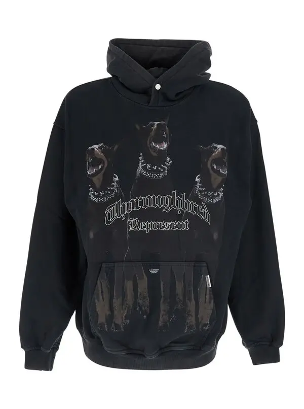 REPRESENT Faded Maxi Logo Hoodie With Kangaroo Pocket