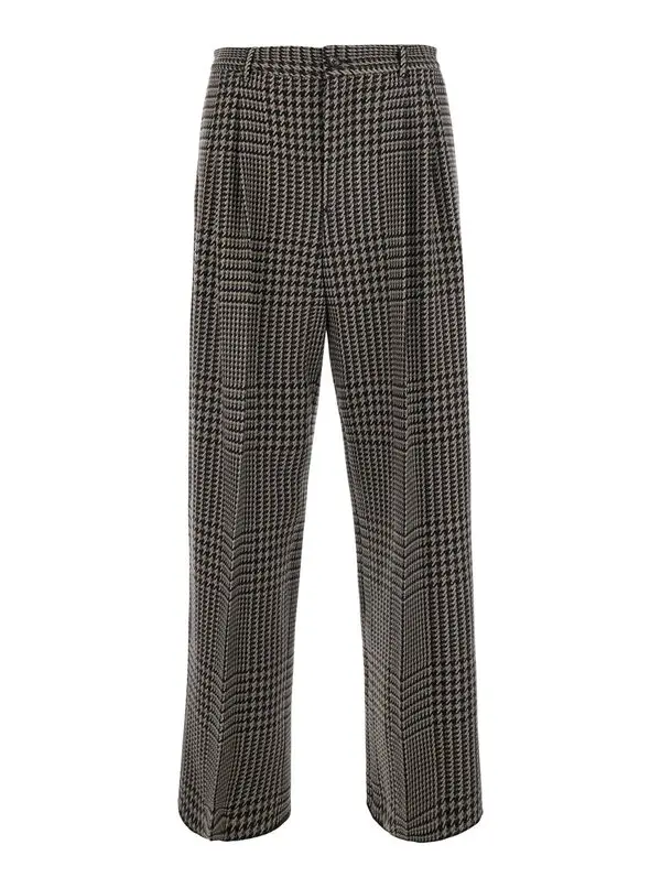 Emporio Armani S Houndstooth Wool-blend Pants With Belt Loops And Straight Hem