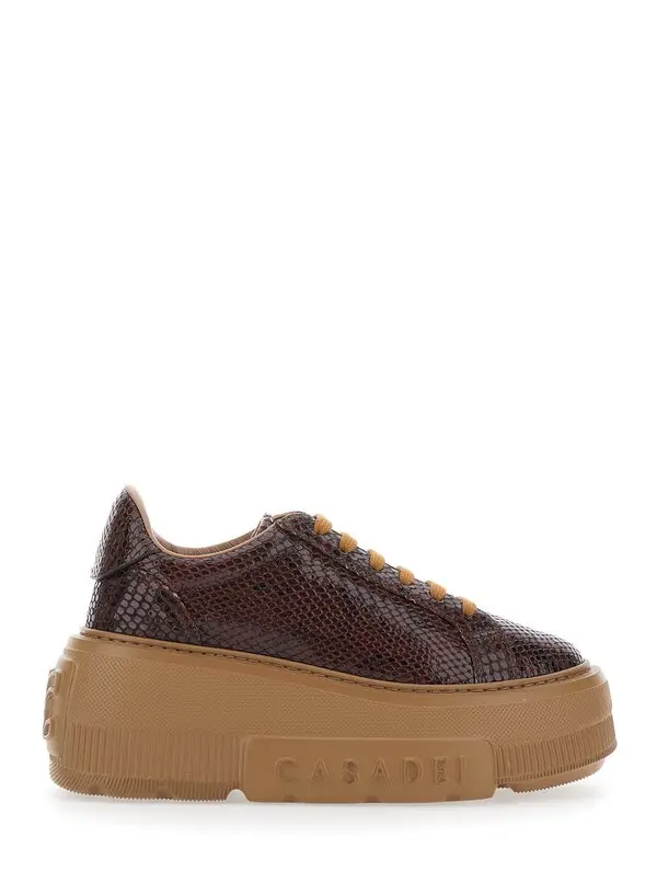 Casadei Casual Nexus Sneaker With Snake-effect Leather And Oversize Platform