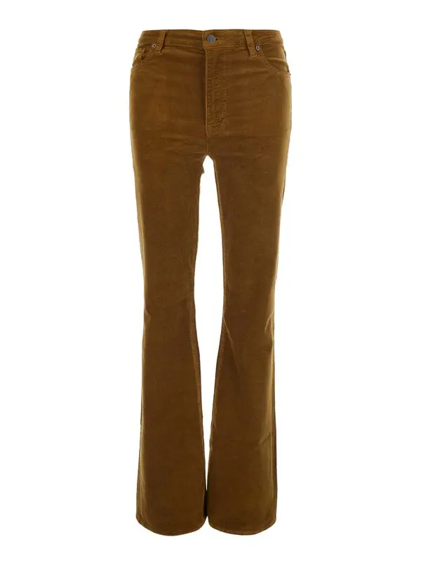 FRAME Corduroy High-waist Flare Pants With Belt Loops And Five-pocket Design - Beige