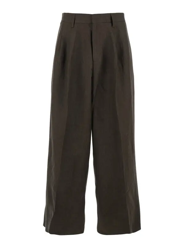 ERL Linen Relaxed-fit Pants With Belt Loops And Side Pockets