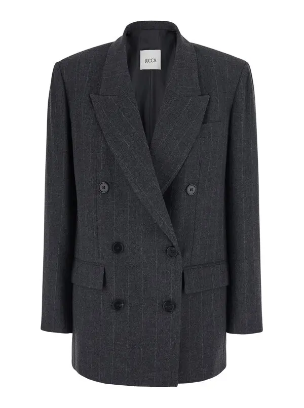 JUCCA Prince Of Wales Double-breasted Blazer Jacket In Wool Blend
