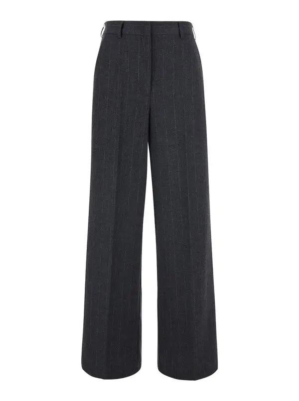 JUCCA Wool-blend High-waist Striped Trouser Pants With Front Zip
