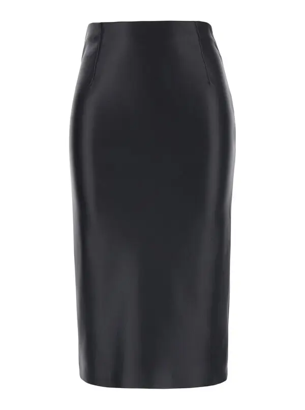 JUCCA Eco Leather Midi Skirt With High-waist Straight Hem