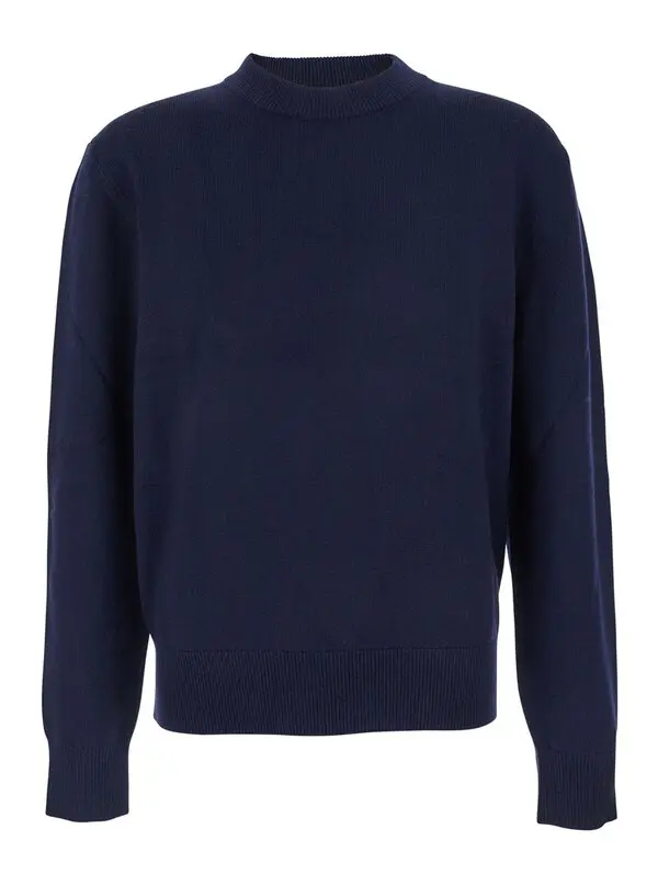 SUNFLOWER Wool Blend Dropped Shoulder Ribbed Crew Neck Sweater