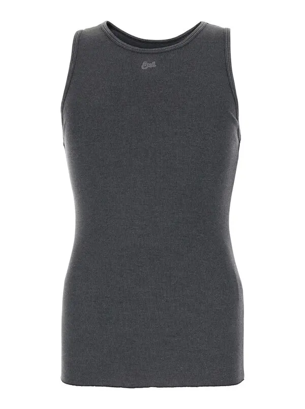 ERL Ribbed Knit Crew Neck Sleeveless Top With Tone-on-tone Logo