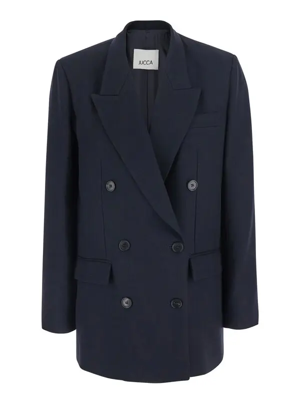 JUCCA Double-breasted Notched Revers Blazer With Flap Pockets And Back Vent