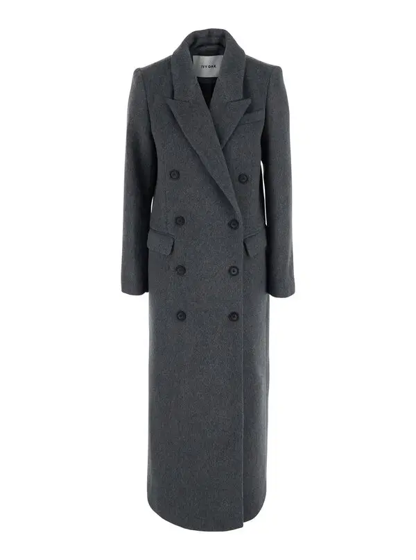 IVY OAK Chloris Long Wool-blend Jacket With Notched Lapels And Pockets