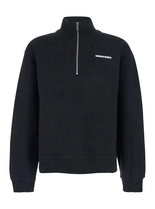 Dsquared2 Half-zip High Neck Long Sleeve Sweater For