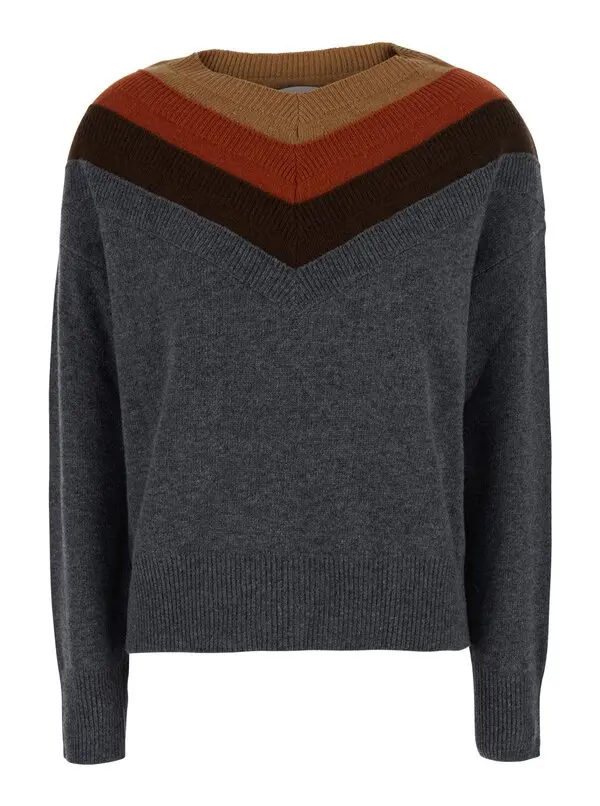 JUCCA Wool Sweater With Triple Neck And Ribbed Trims