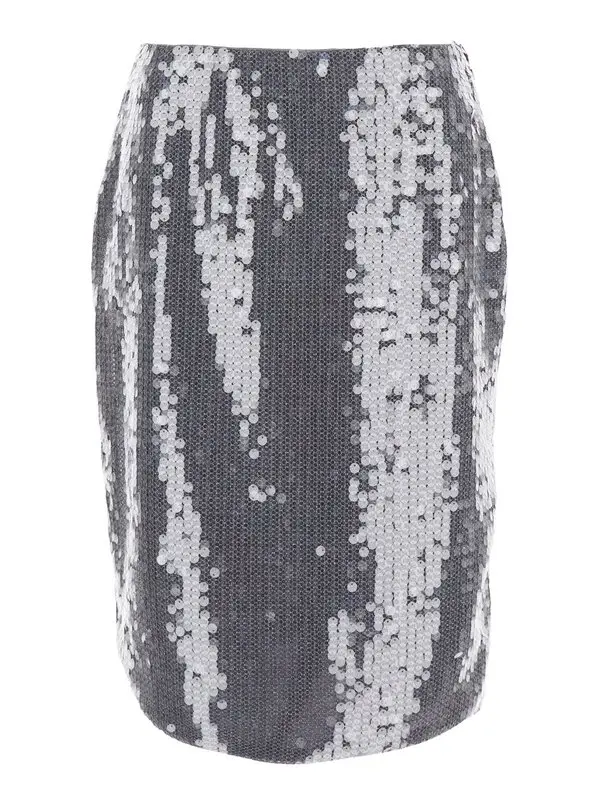 ROTATE BY BIRGER CHRISTENSEN Tech Fabric All-over Sequin Slim Skirt With Side Zip