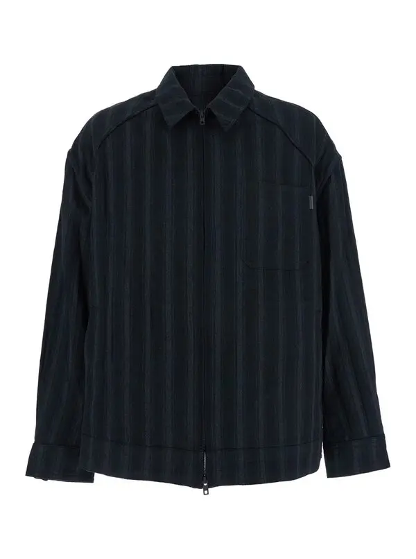 JUUN.J Striped Wool-cotton Blend Jacket With Classic Collar