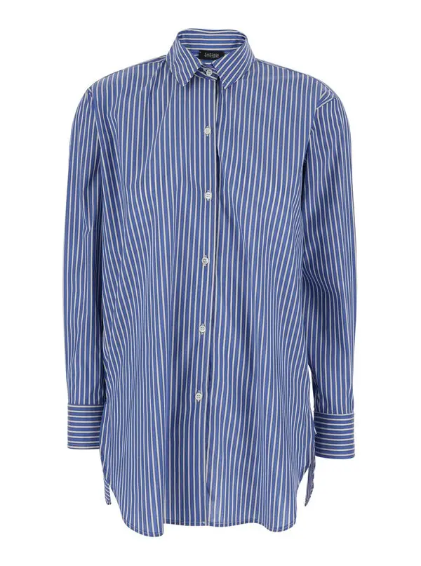 LEPLAIN Cotton Shirt With Classic Collar And All-over Striped Pattern