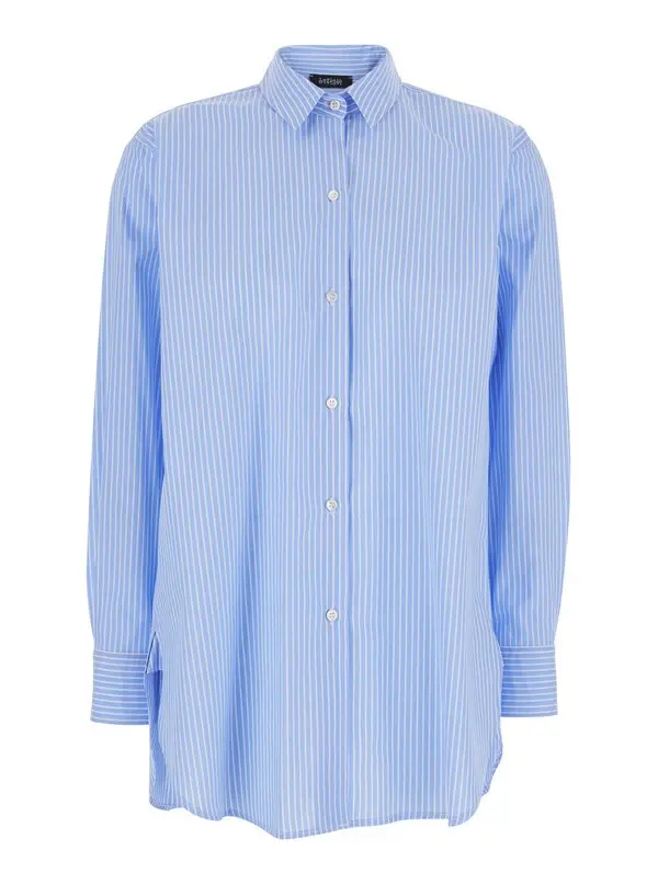 LEPLAIN Striped Button-front Shirt With Classic Collar For