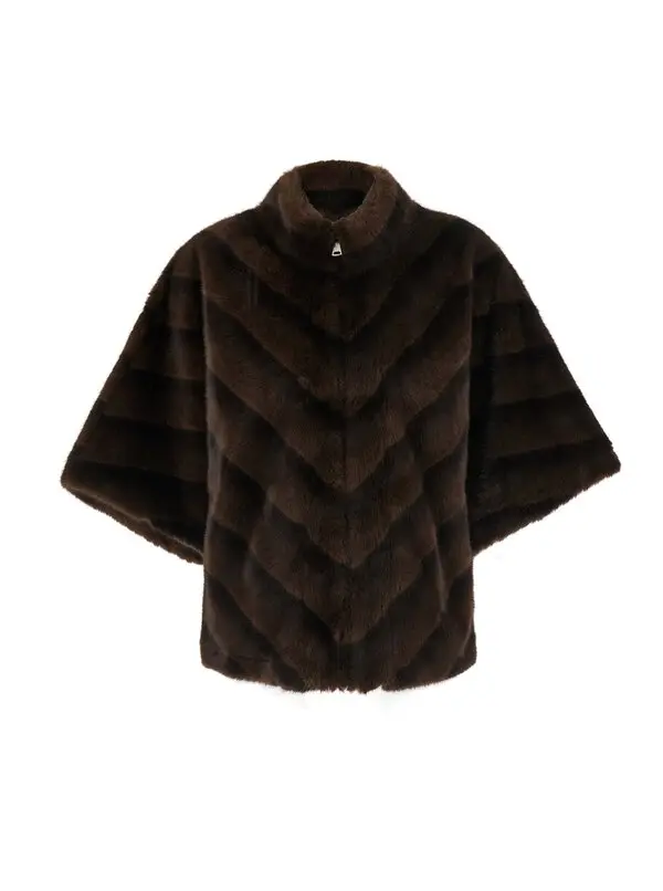 LEPLAIN Eco-fur Shearling Jacket With Raised Collar And Wide Short Sleeves