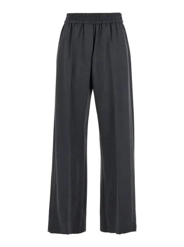 Brunello Cucinelli Relaxed Fit Stretch Wool Blend Pants With Elasticized Waist And Pockets