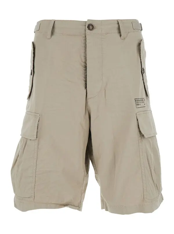 Dsquared2 Cotton Stretch Bermuda Shorts With Four Patch Pockets And Wide Leg