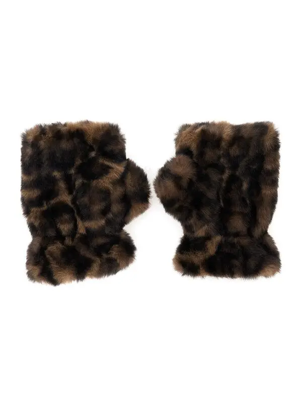 Apparis Leopard Print Synthetic Fur Fingerless Gloves For