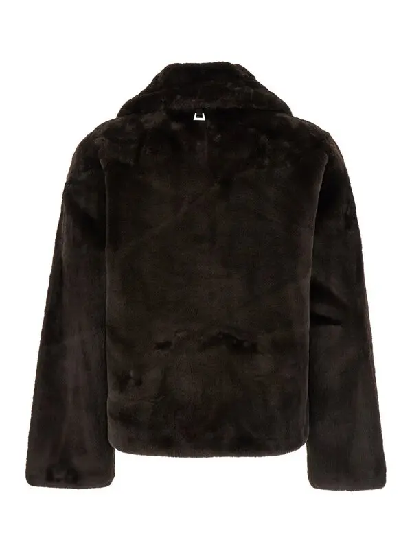 Apparis Elis Shearling-style Jacket With Ecoleather Collar And Long Sleeves - Brown