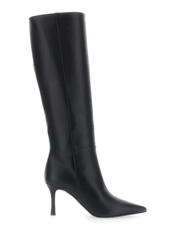 POLLINI Knee-high Leather Pointed-toe Heeled Boots For