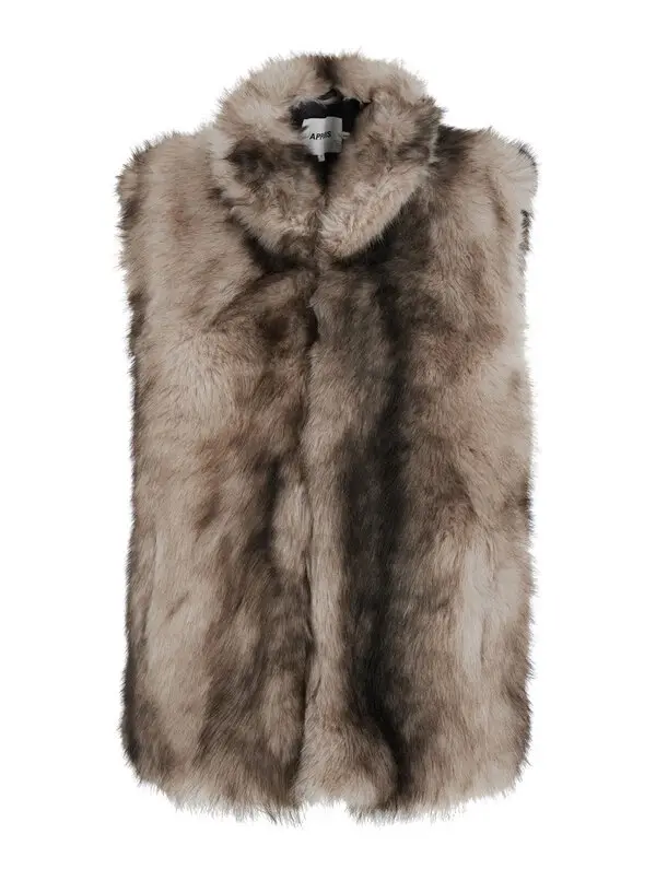 Apparis Laila Mink High-collar Zip Front Vest With Pockets
