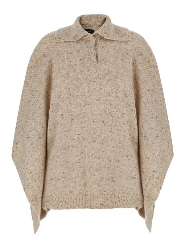 Fabiana Filippi Wide-collar Wool Cape With Button Front
