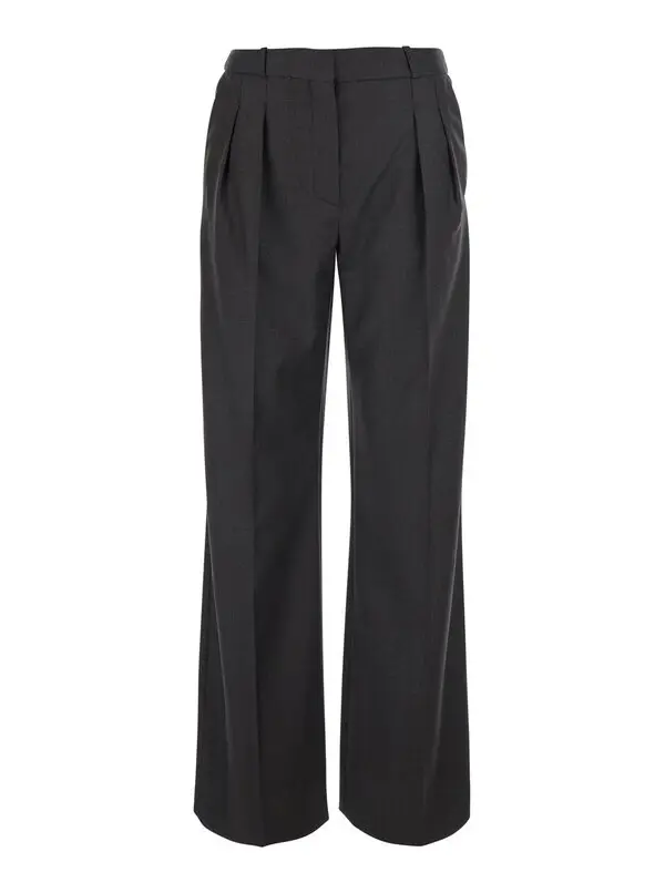 Loulou De Saison High-waisted Wool Trousers With Hidden Front Closure For