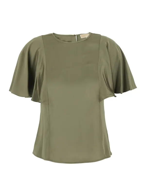 Michael Kors Keyhole Back Tech Fabric Top With Short Sleeves