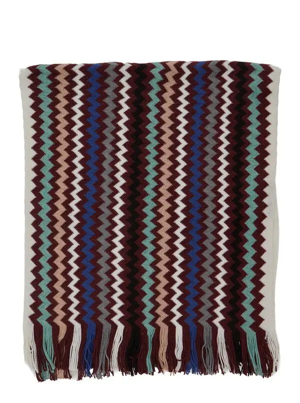 Missoni Zig-zag Motif Wool-blend Scarf With Light Fringe