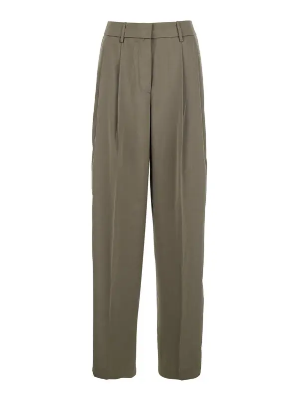 Michael Kors Tech Fabric Wide-leg Trousers With Belt Loops And Relaxed Fit