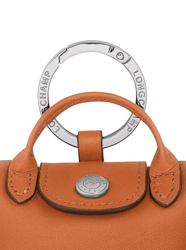Longchamp Le Pliage Xtra Leather Keychain With Logo Lettering Ring
