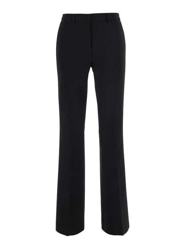 LEPLAIN Fabric Pants With Flared Leg, Belt Loops & Welt Back Pocket