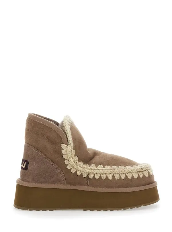 Mou Mini Eskimo Logo Patch Ankle Boots In Leather And Suede
