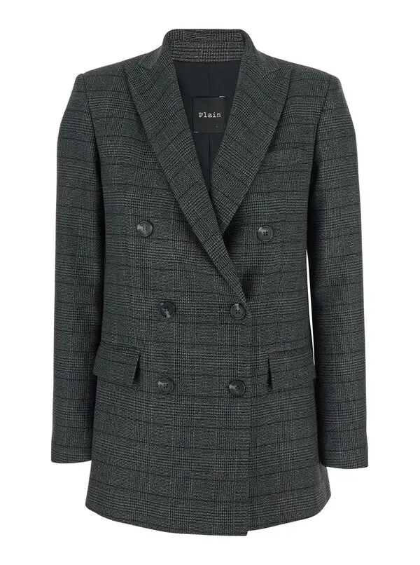 LEPLAIN Double-breasted Wool Blazer With Peak Lapels And All-over Striped Motif