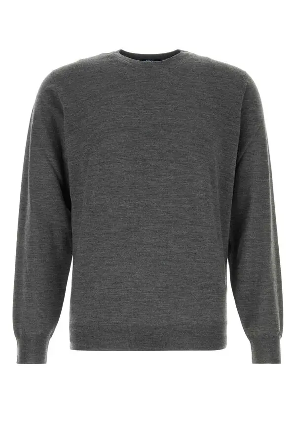 Fedeli Dark Virgin Wool Knit Sweater For