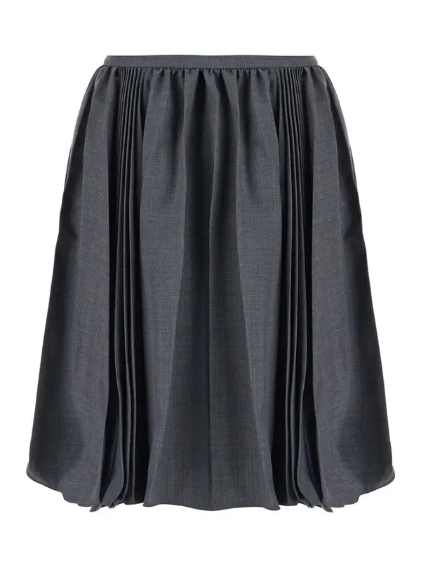 SHUSHU/TONG Wool-blend Pleated High-waist Skirt With Side Closure