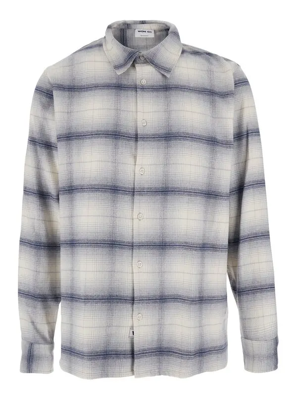 WON HUNDRED All-over Check Cotton Shirt With Classic Collar