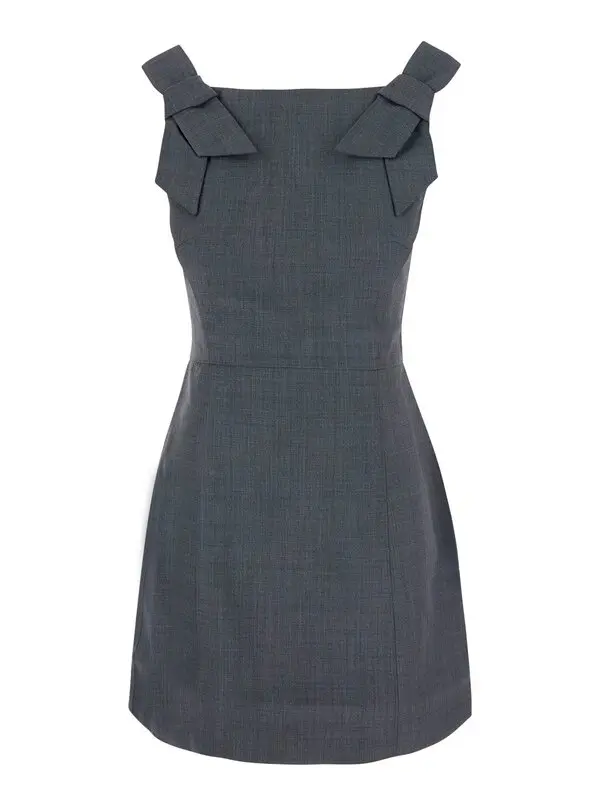 SHUSHU/TONG Shimmer-wool Blend Dress With Bow Straps And Classic Collar