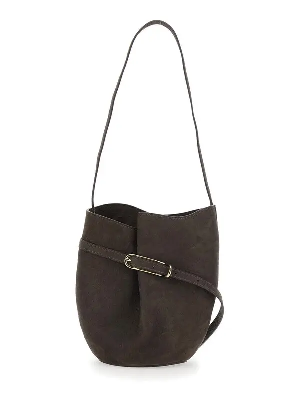 LIFFNER Suede Crossbody Handbag With Adjustable Strap & Silver Hardware