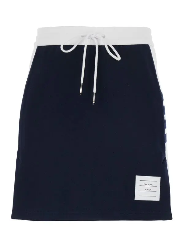 Thom Browne 4bar Logo Cotton Mini Skirt With Elastic Waist